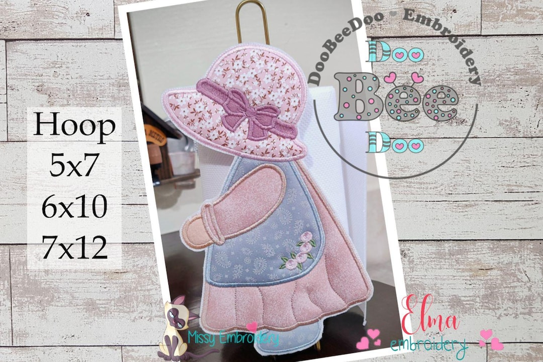 Sunbonnet Sue Paper Towel Holder Cover ITH Machine Embroidery Design ...