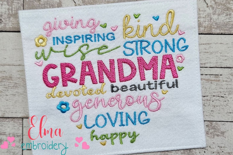 Grandma Heart Words Machine Embroidery Design (digital Download) - Etsy