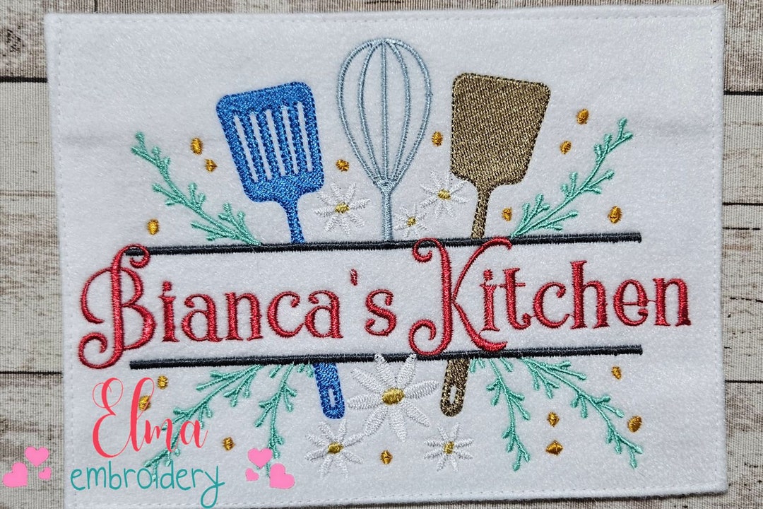 Kitchenware Kitchen Slpit - Fill Stitch - Kitchen Embroidery - 4x4 5x4 ...