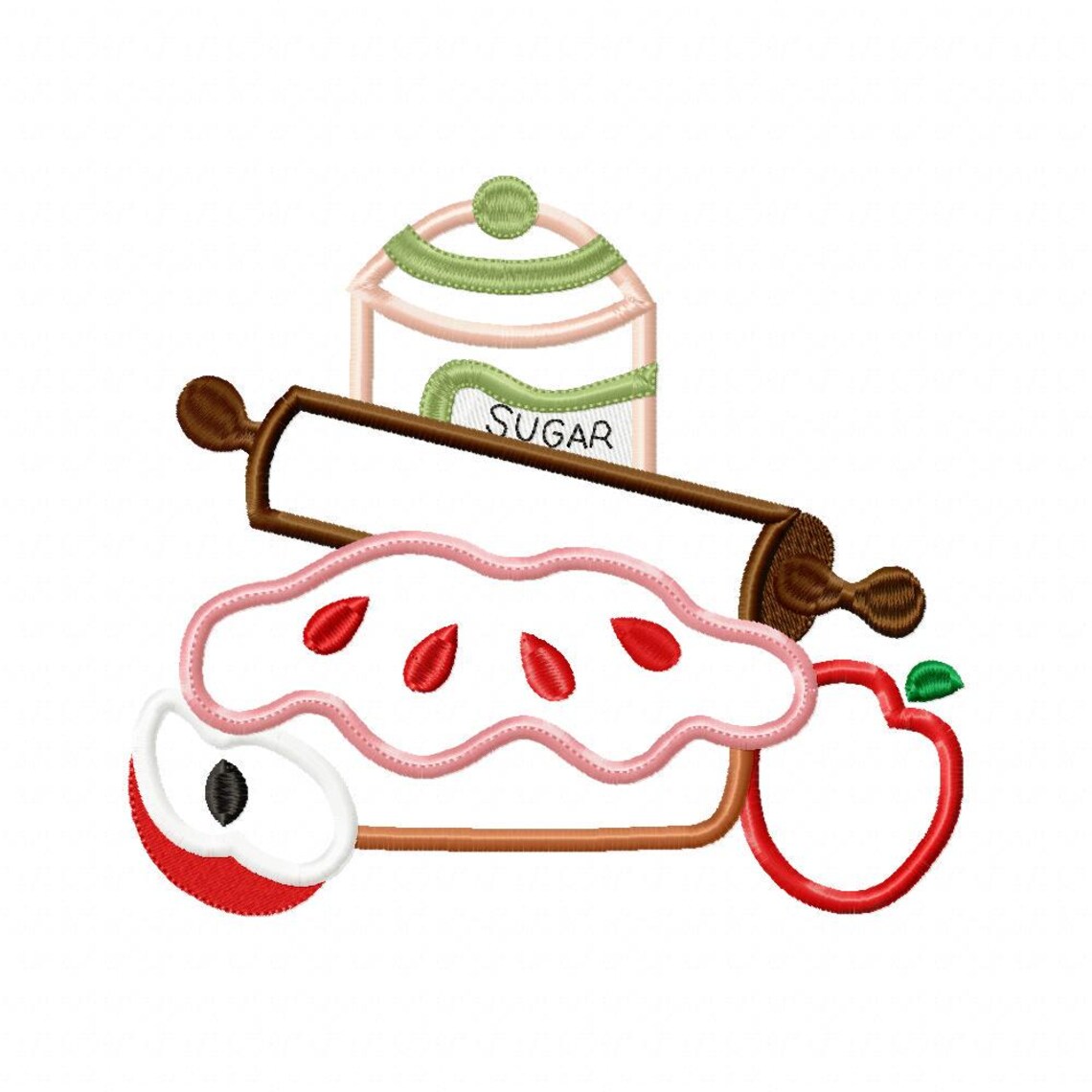 Kitchen Applique Machine Embroidery Design: Apple, Pie, Pasta Roll ...