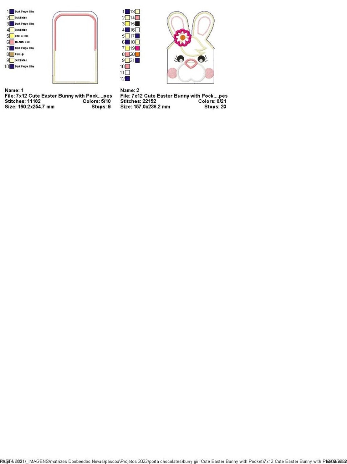 Easter Bunny Boy and Girl With Pocket ITH Project Applique - Etsy