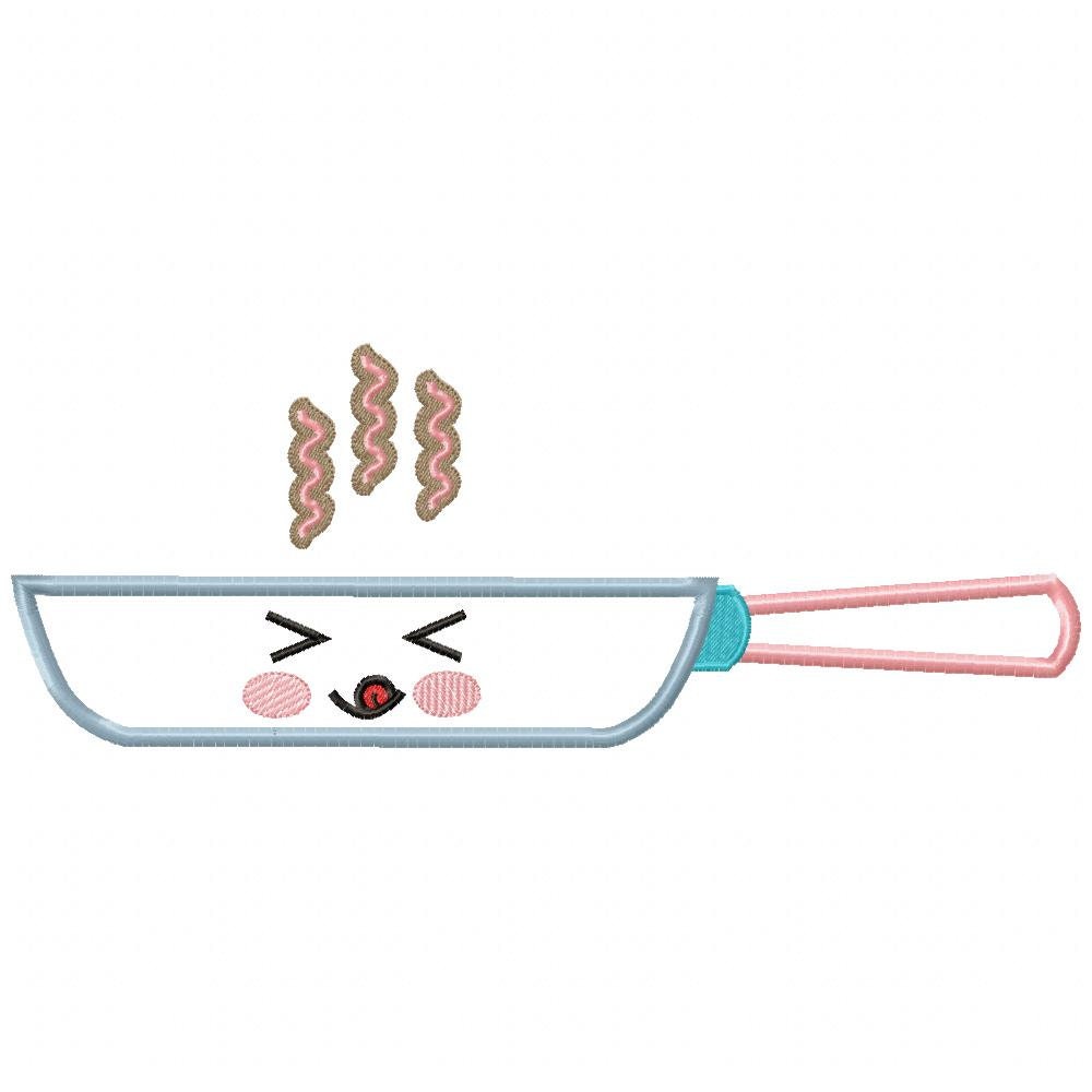 Happy Face Frying Pan Applique 4x4 5x5 6x6 7x7 Machine - Etsy