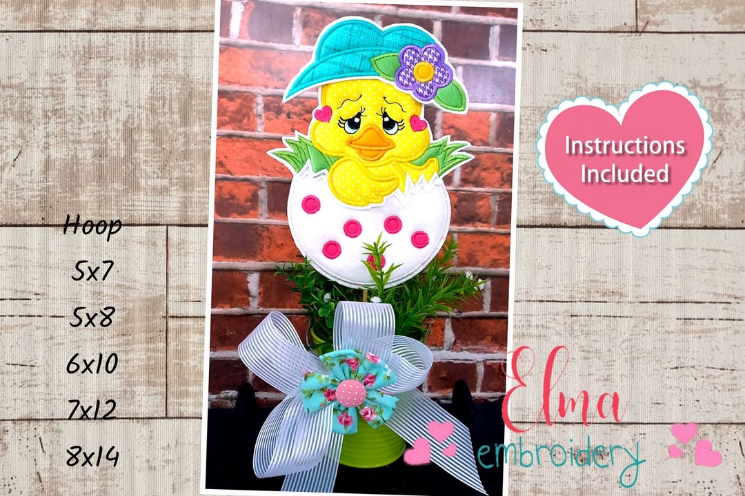 Easter Chick Girl ITH Embroidery Project - Applique - 5x7 6x10 7x12 ...