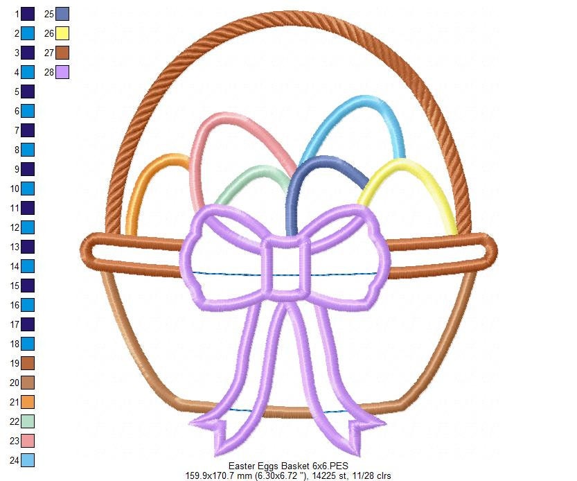 Easter Eggs Basket Machine Embroidery Design Applique | Etsy