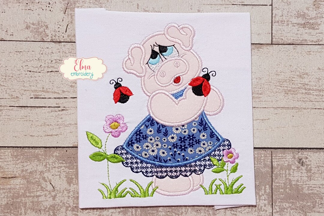 Pig Girl and Ladybugs Machine Embroidery Design (4x4 5x5 6x6 7x7) - Etsy
