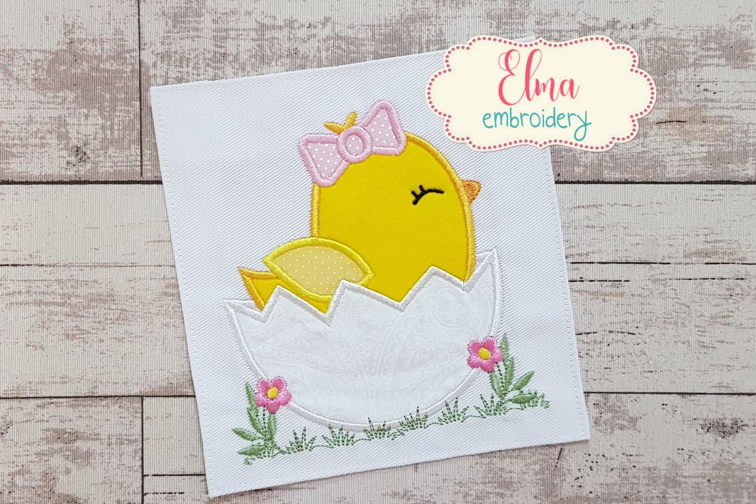 Chick Girl in an Egg Machine Embroidery Design Applique | Etsy