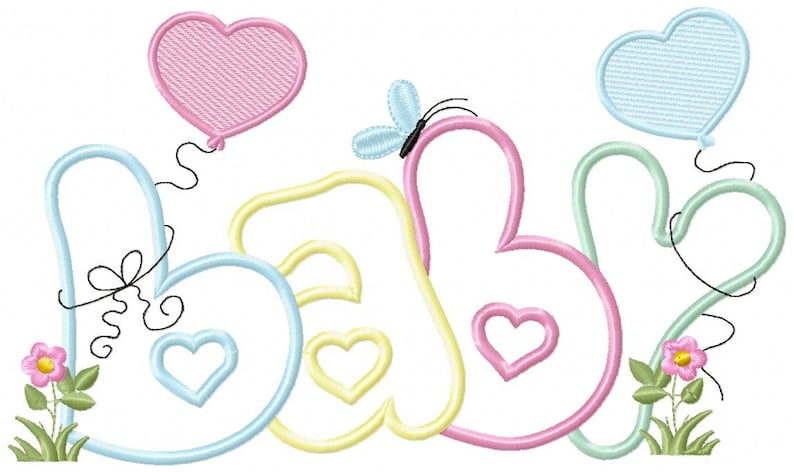 Baby Word Applique Embroidery Design 4x4 5x4 5x7 5x8 6x10 - Etsy