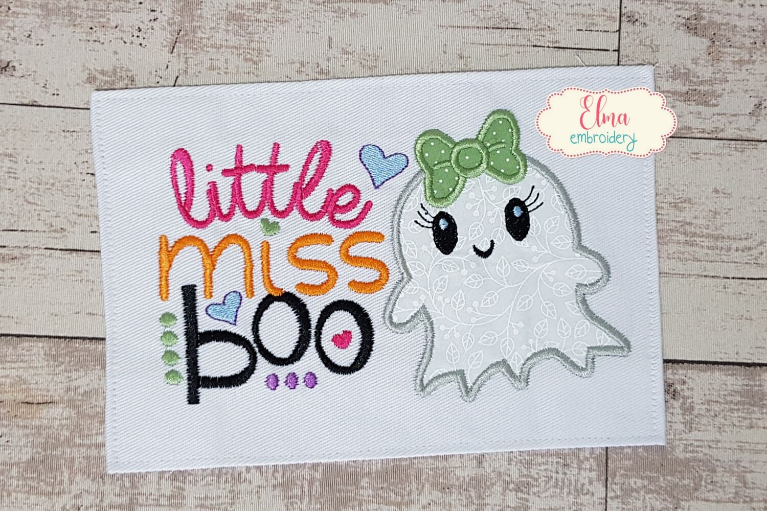 Little Miss Boo Applique Embroidery Design: Halloween Ghost (5x7 6x10 ...