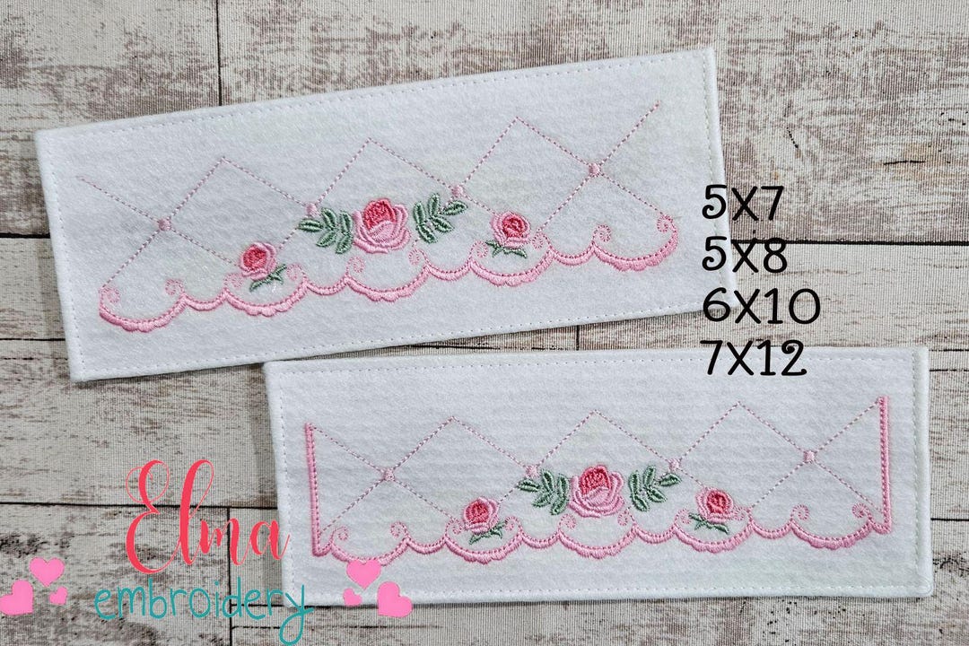 Floral Border Machine Embroidery Design: Delicate Fill Stitch (set of 2 ...