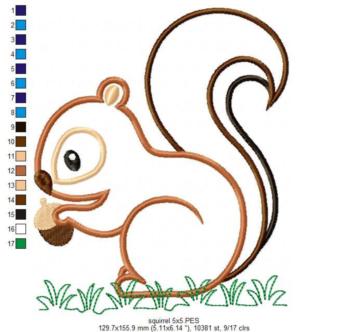 Squirrel Machine Embroidery Design Applique Embroidery | Etsy