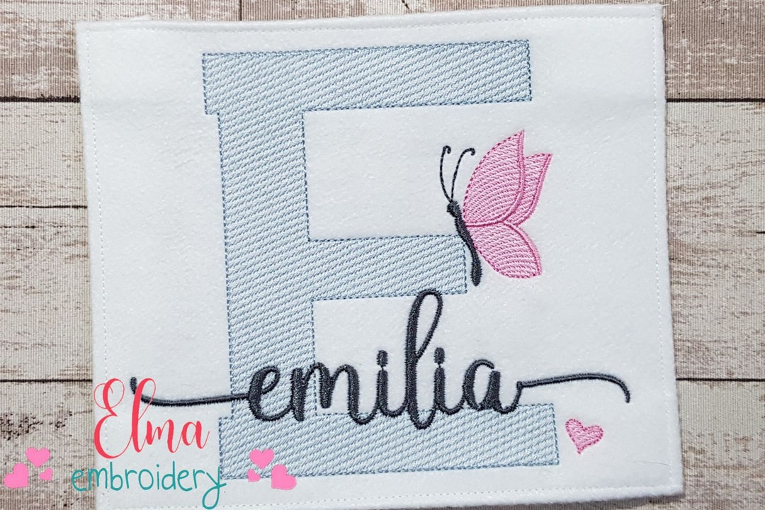 Monogram E Letter E Butterfly - Rippled - 4x4 5x4 5x7 5x8 6x10 7x12 ...
