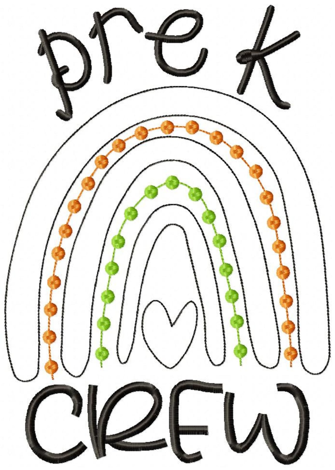 Rainbow Pre K Crew Satin and Bean Stitch Applique 5x4 5x7 - Etsy