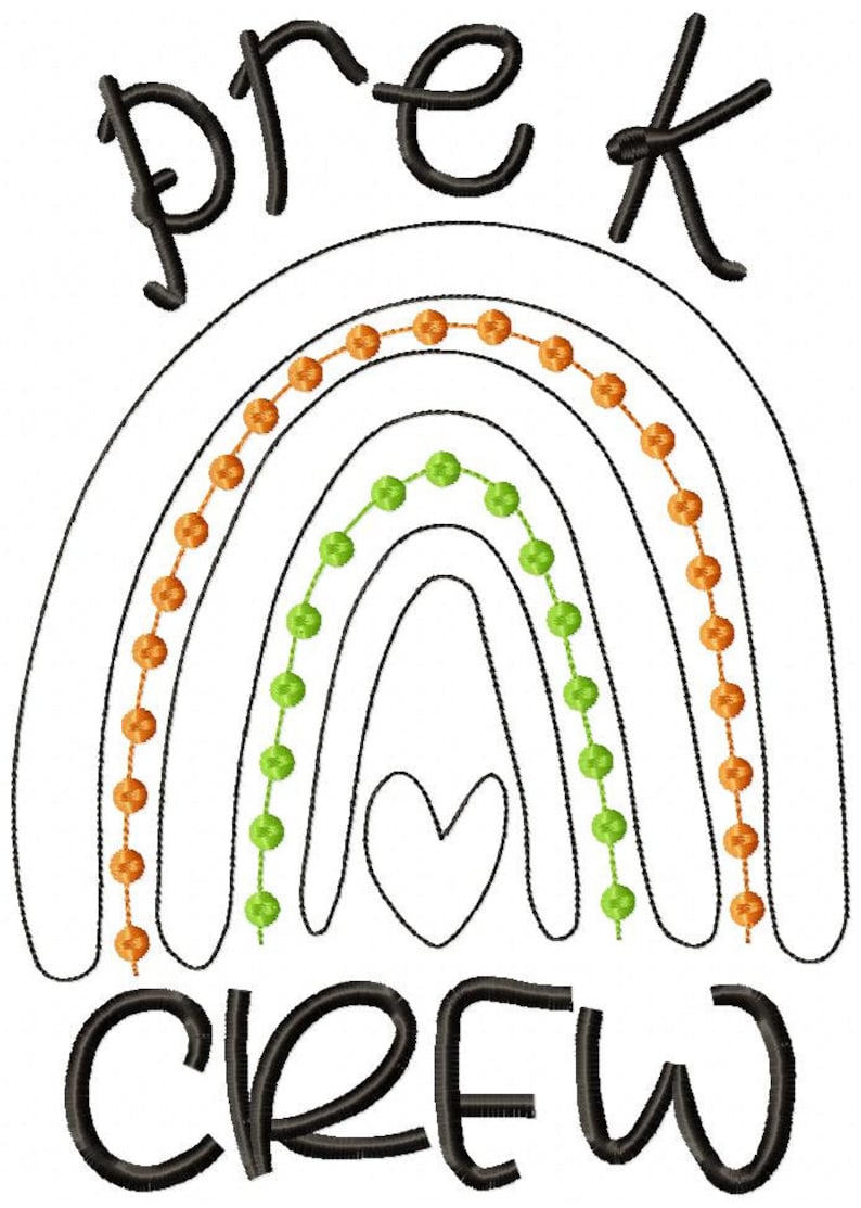 Rainbow Pre K Crew Satin and Bean Stitch Applique 5x4 5x7 - Etsy