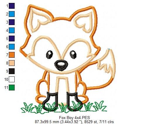 Fox Boy Machine Embroidery Design Applique Embroidery | Etsy