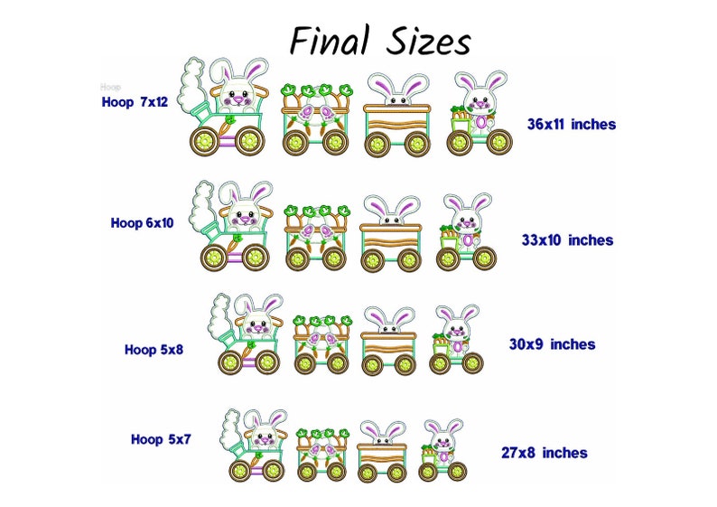 Easter Bunny Train ITH Project Applique 5x7 5x8 6x10 7x12 - Etsy