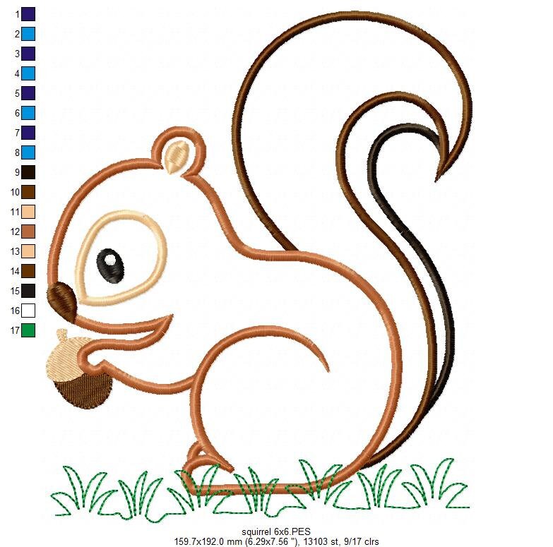 Squirrel Applique - Machine Embroidery Design (4x4 5x5 6x6) - Etsy