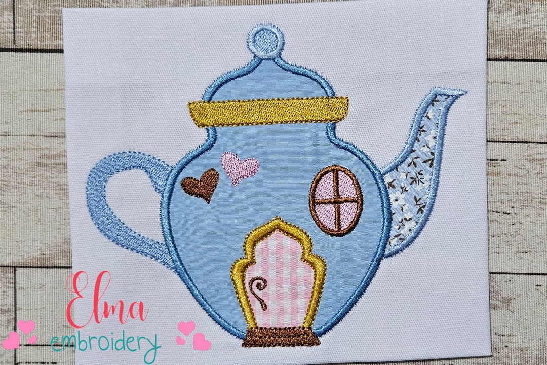 Teapot Fairy House - Applique - 4x4 5x4 5x7 5x8 6x10 7x12 - Machine ...
