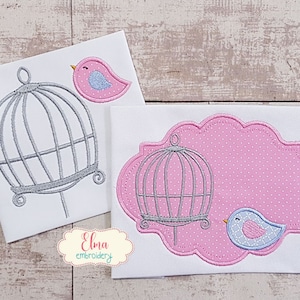 Bird, Bird Cage and Frame - Machine Embroidery Design - Applique - Set ...