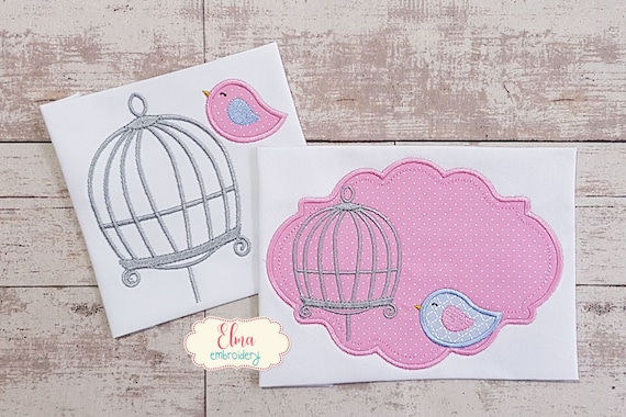 Bird Bird Cage and Frame Machine Embroidery Design - Etsy