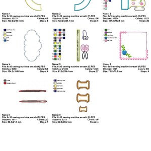 Sewing Machine and Elements Embroidery Project - Applique - 5x7 6x10 ...