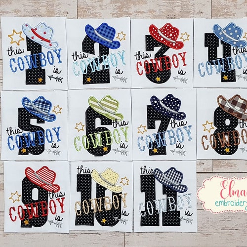 Cowboy Birthday Numbers Set Applique Machine Embroidery Design - Etsy