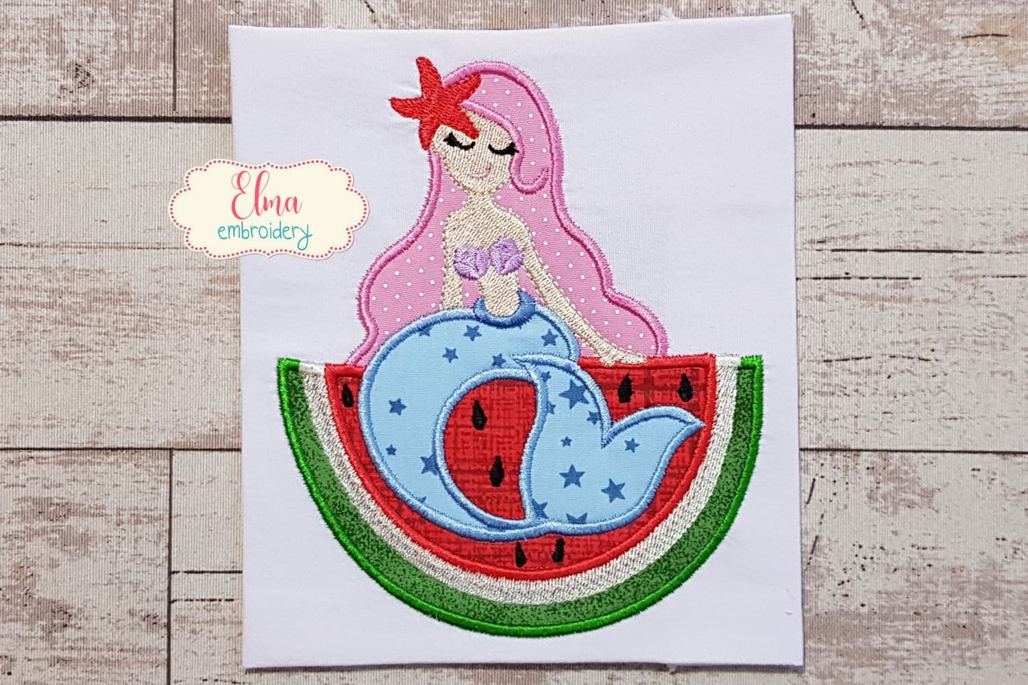 Watermelon Mermaid Applique Embroidery Design 4x4 5x5 6x6 - Etsy