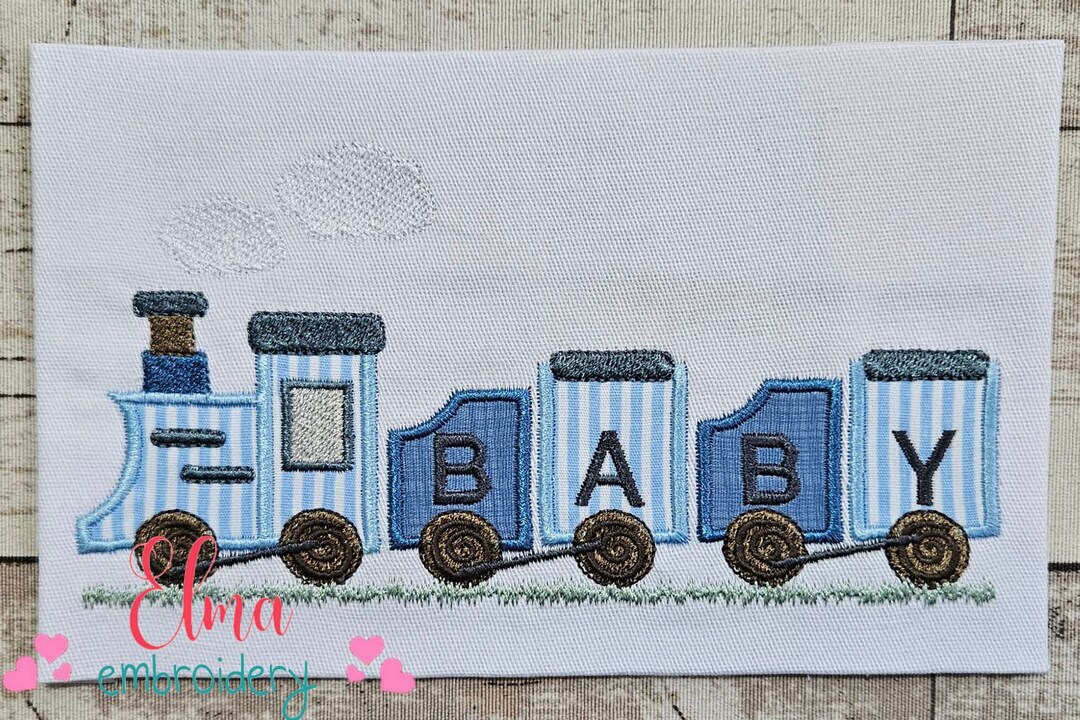 Baby Train - Machine Embroidery Design - Applique - Newborn Embroidery ...