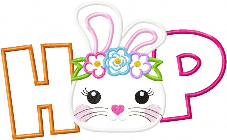 Hop Easter Bunny Girl Machine Embroidery Design Applique - Etsy