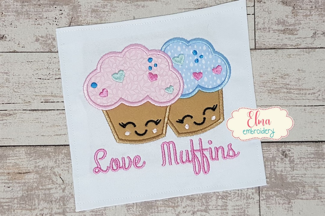 Love Muffins Machine Embroidery Design: Applique (4x4 5x5 6x6) (digital ...