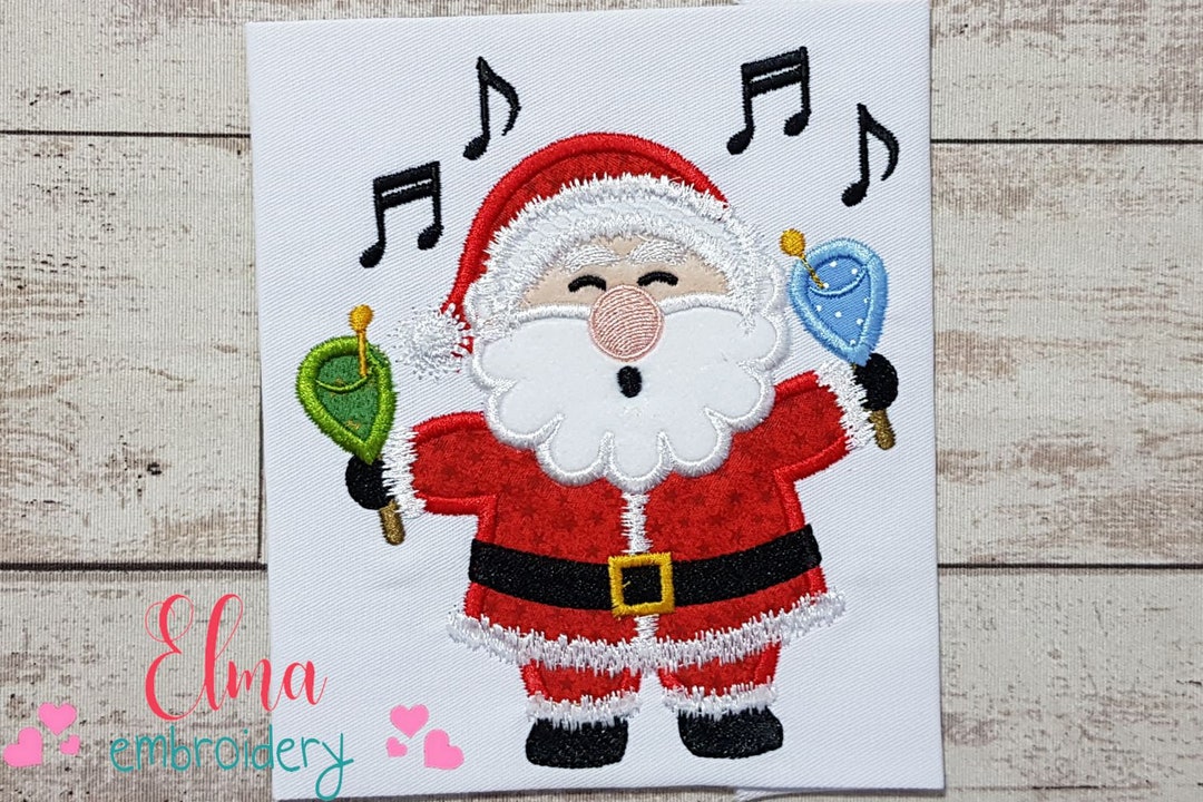 Santa Claus With Maracas - Applique Embroidery Design - 4x4 5x5 6x6 7x7 ...
