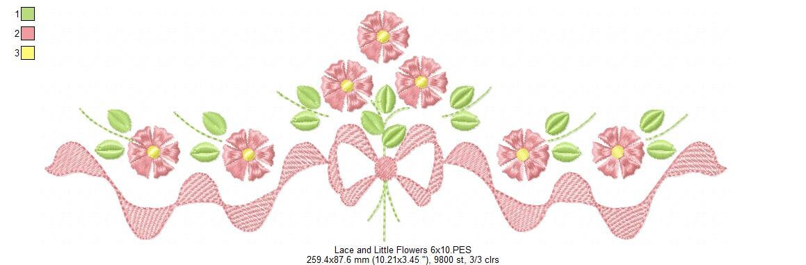 Lace and Little Flowers Fill Stitch Embroidery Design 5x4 - Etsy