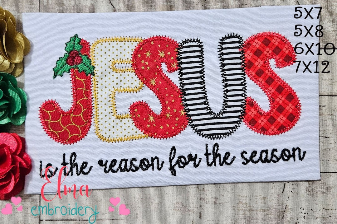 Jesus is the Reason - Christmas Applique Machine Embroidery Design ...