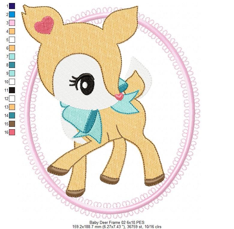 Baby Deer Little Doe Frame Machine Embroidery Design - Etsy