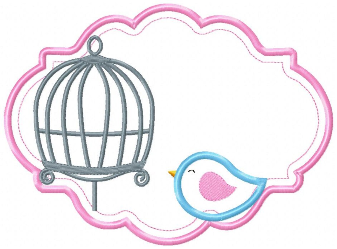 Bird Bird Cage and Frame Machine Embroidery Design - Etsy