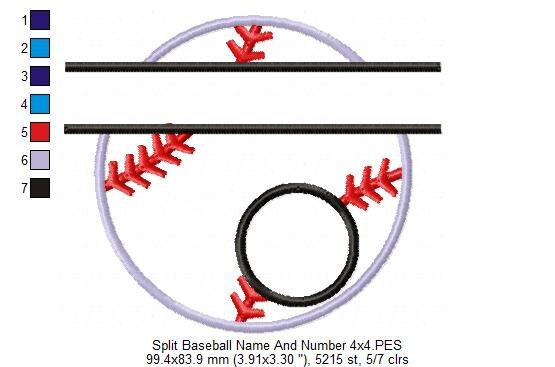 Split Baseball Name and Number Applique 4x4 5x5 6x6 7x7 - Etsy
