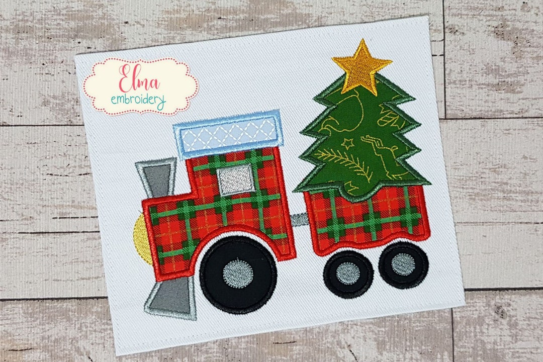 Christmas Train & Tree Applique Embroidery Design (5x4 to 7x12) - Etsy