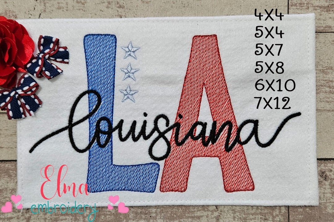 Louisiana LA Stars - Rippled - 4x4 5x4 5x7 5x8 6x10 7x12 - Machine ...