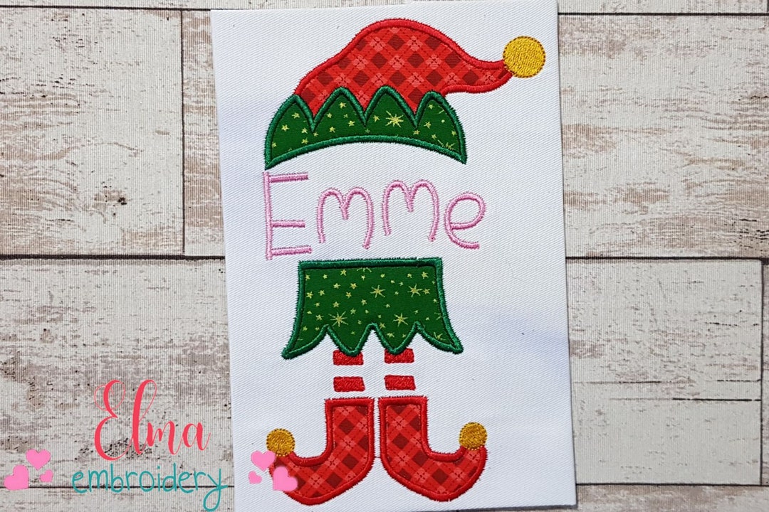 Split Elf Girl Applique: Christmas Machine Embroidery Design (4x4 to ...