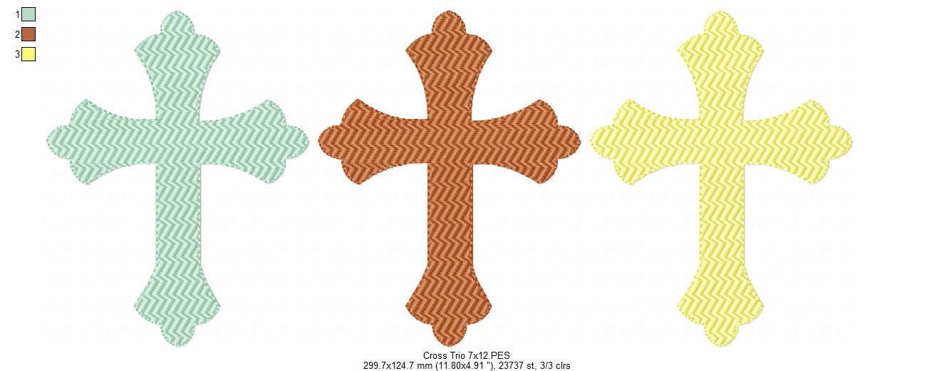 Cross Trio Fill Stitch Embroidery 3x3 4x4 5x4 5x7 5x8 6x10 | Etsy