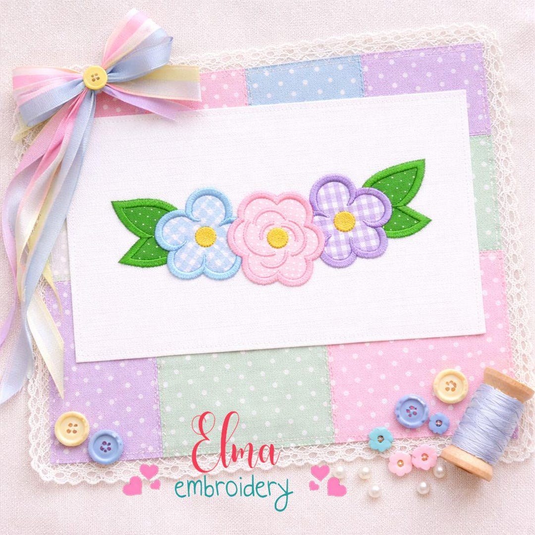 Summer Flowers Border Appliqué Embroidery Design: Floral Border Machine ...