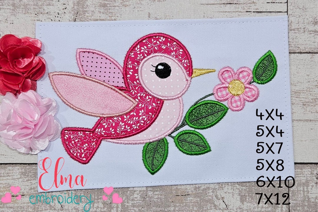 Hummingbird Applique Machine Embroidery Design – Multiple Sizes ...