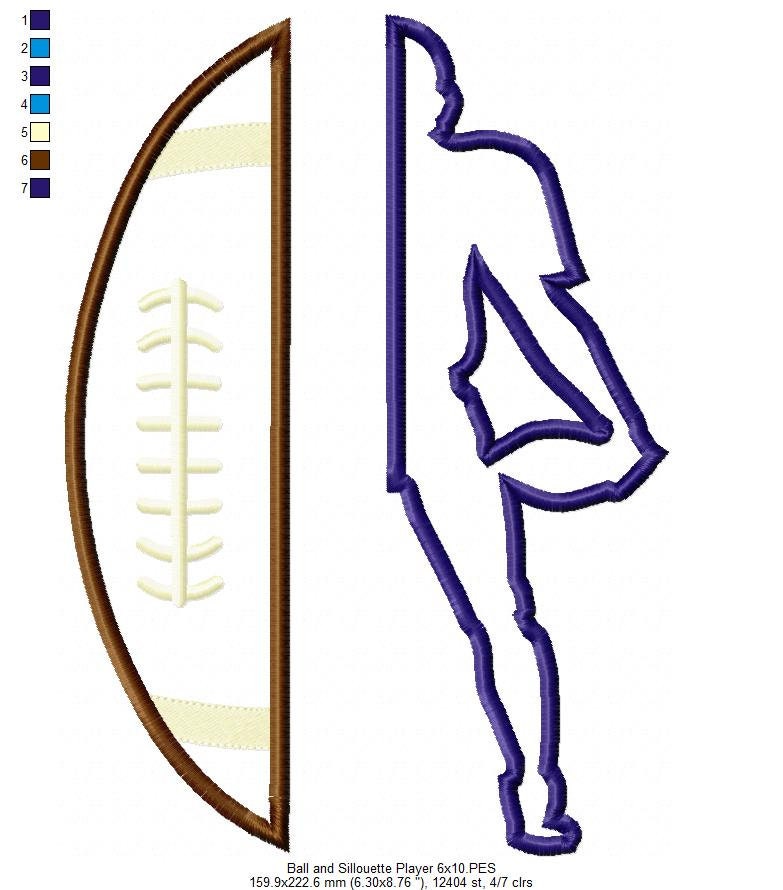 Split Football Ball and Player Applique Embroidery 4x4 5x4 - Etsy
