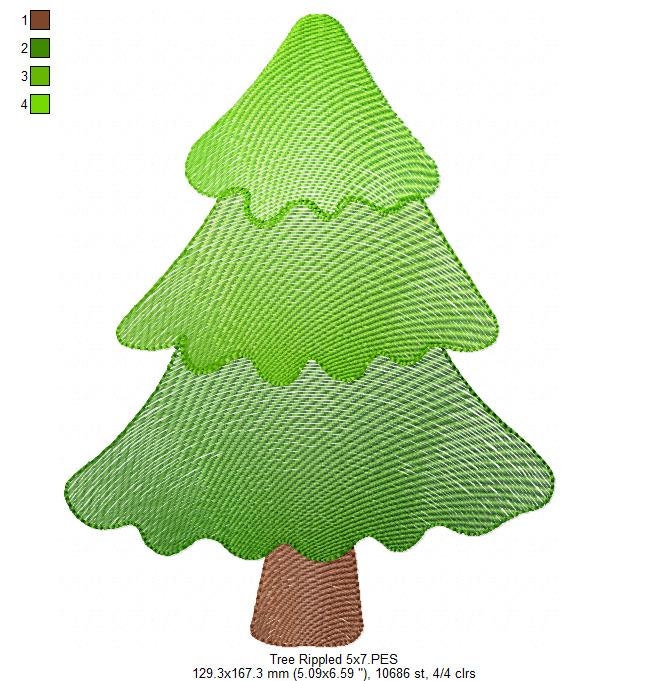 Pine Tree Machine Embroidery Design: Rippled Stitch (digital Download ...