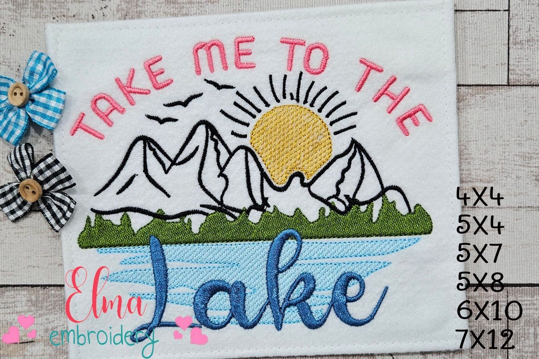 Take Me to the Lake Machine Embroidery Design Fill Stitch Summer ...