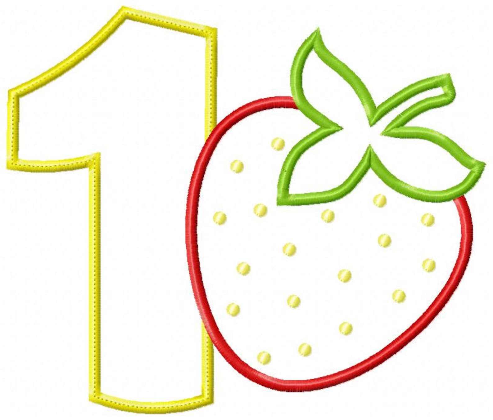 Strawberry Number 1 One 1st Birthday Applique Embroidery - Etsy