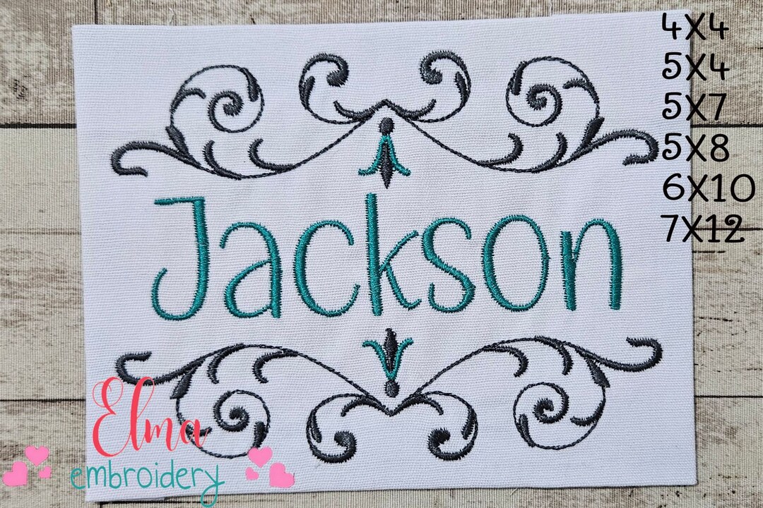 Delicate Arabesque Frame - Fill Stitch Embroidery - 4x4 5x4 5x7 5x8 ...