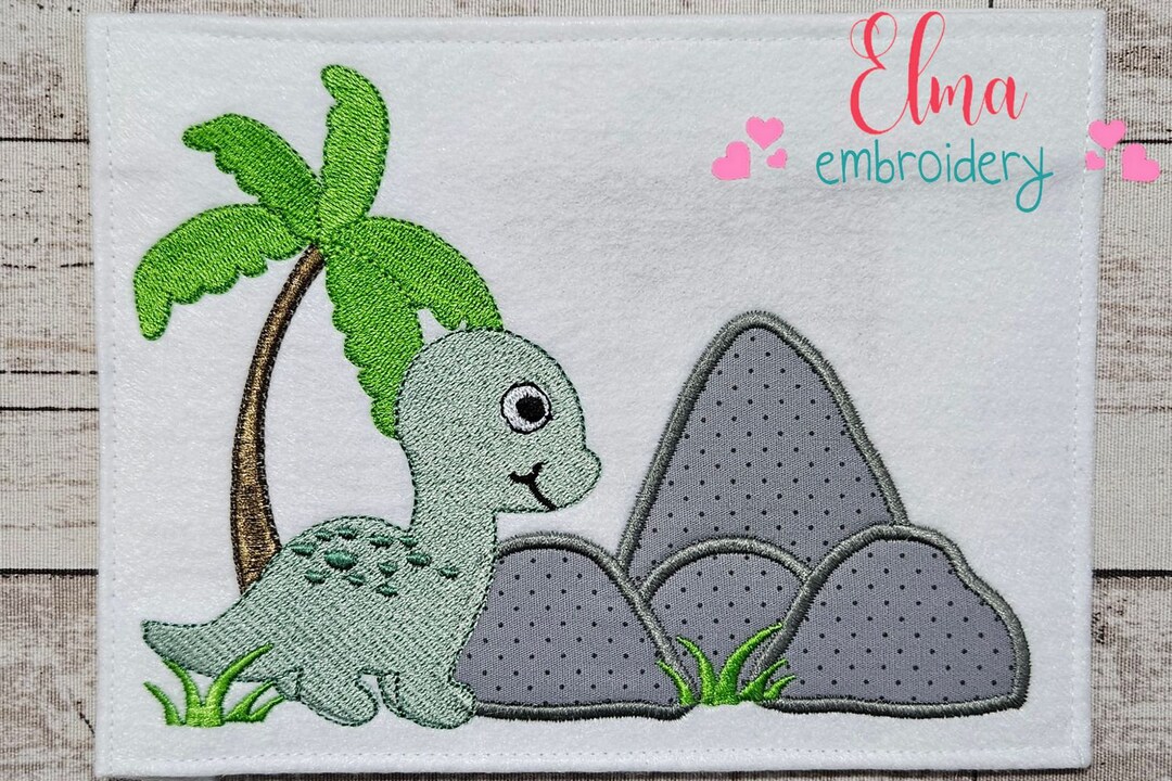 Dinosaur and Rocks - Machine Embroidery Design - Applique - Animal ...