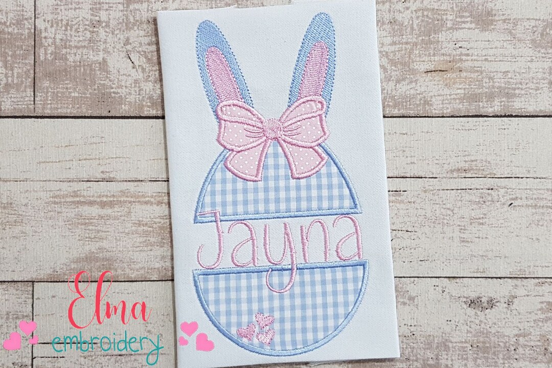Split Easter Egg Applique - Bunny Ears Machine Embroidery Design ...