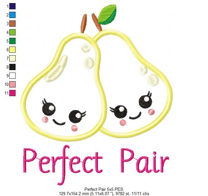 Perfect Pair Machine Embroidery Design Applique Embroidery - Etsy