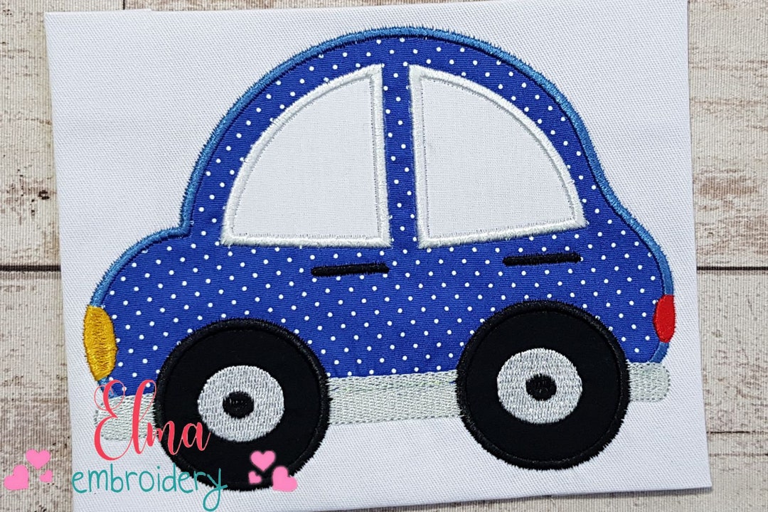 Cute Little Car - Applique - 4x4 5x4 5x7 5x8 6x10 7x12 - Machine ...